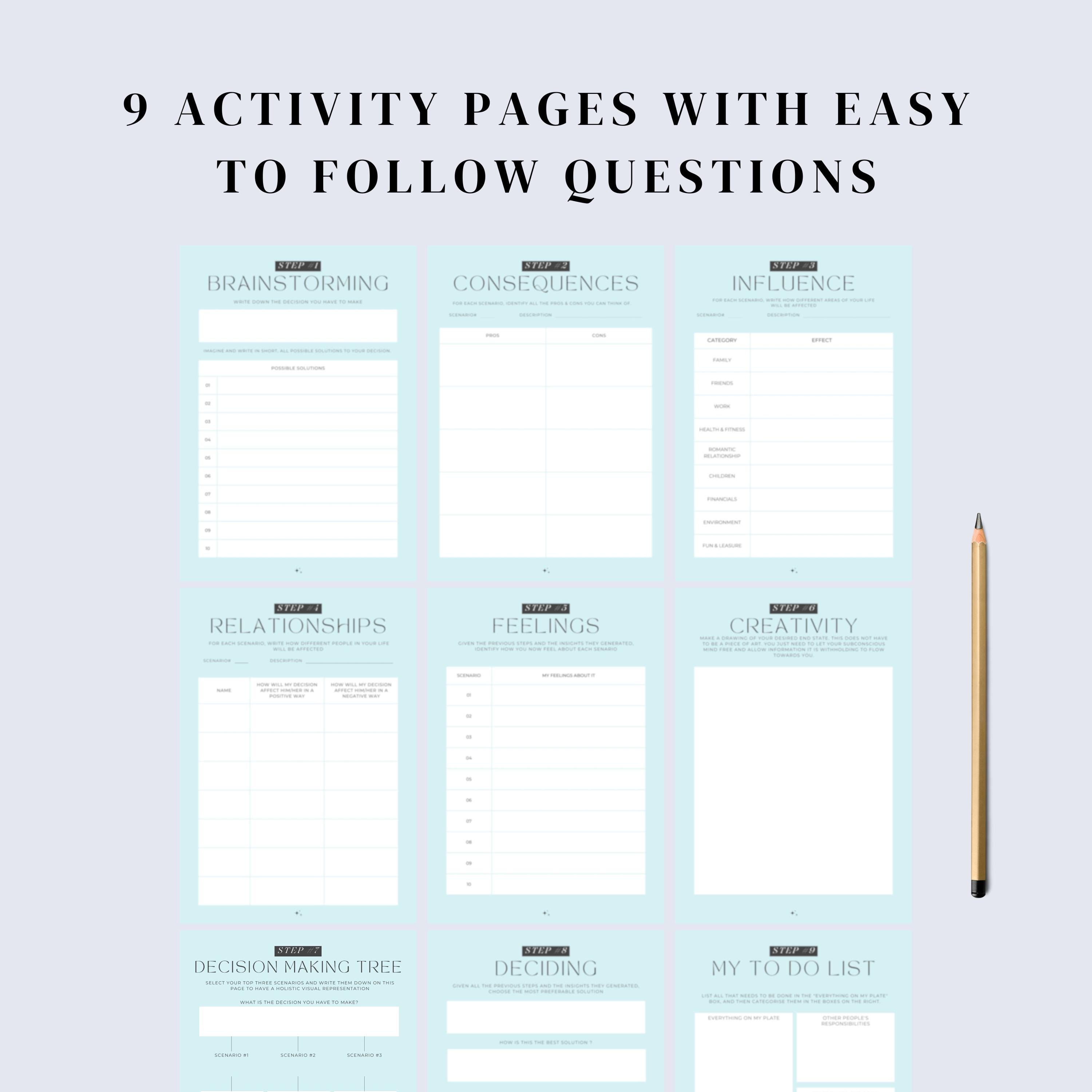 Decision Making Worksheets | Problem-solving Journal, Decision Aid ...