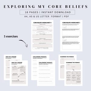 Core Beliefs Worksheets | Challenge Your Thoughts, Self-discovery ...