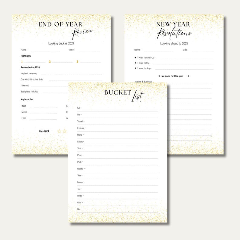 2025 New Year's Printables, 2024 Year End Review, 2025 New Year ...
