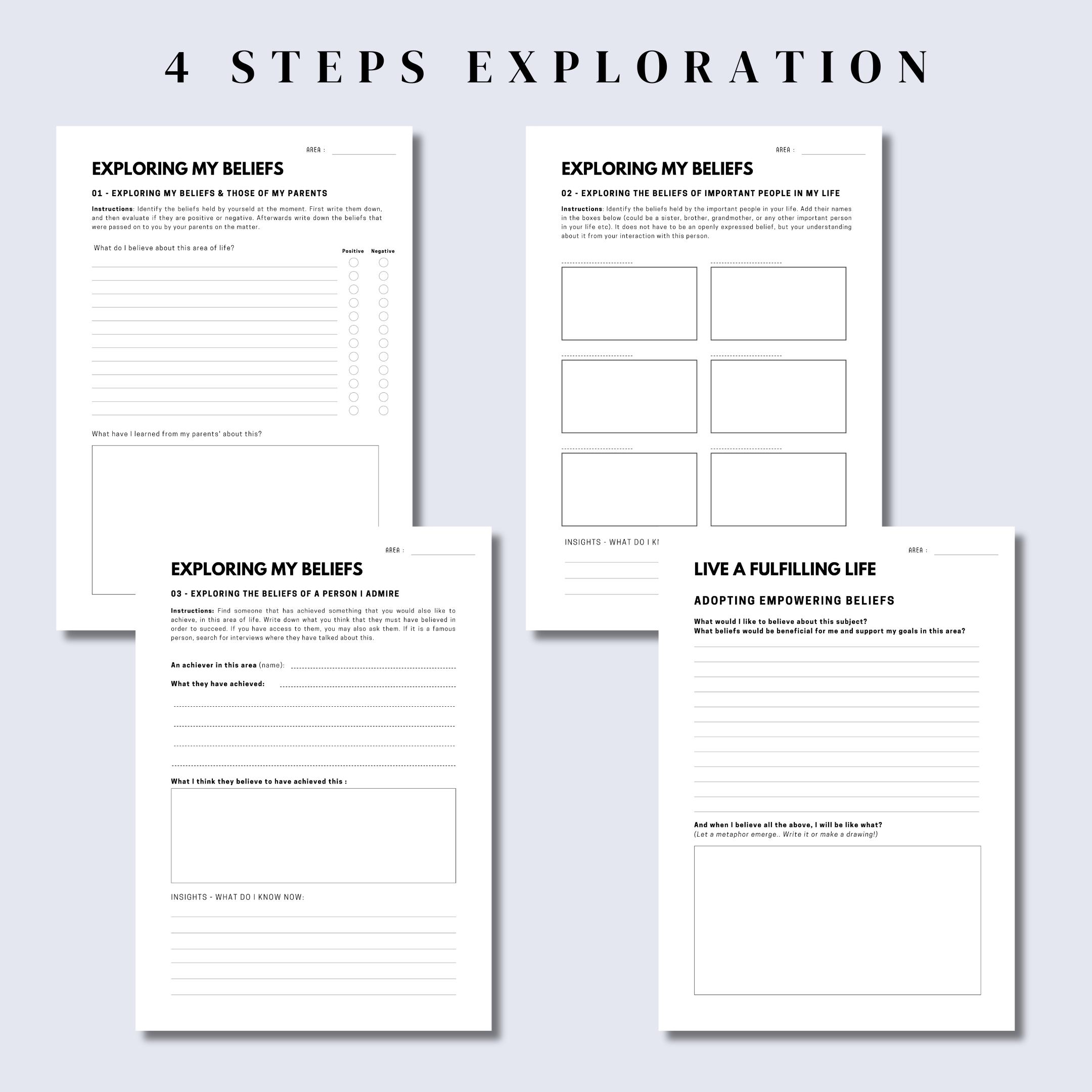 Core Beliefs Worksheets | Challenge Your Thoughts, Self-discovery ...