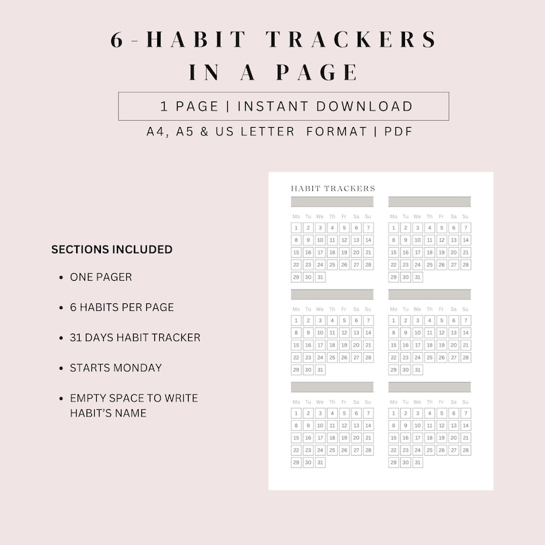 30-day Habit Tracker Printable: Minimalist Routine Planner (PDF) - Etsy