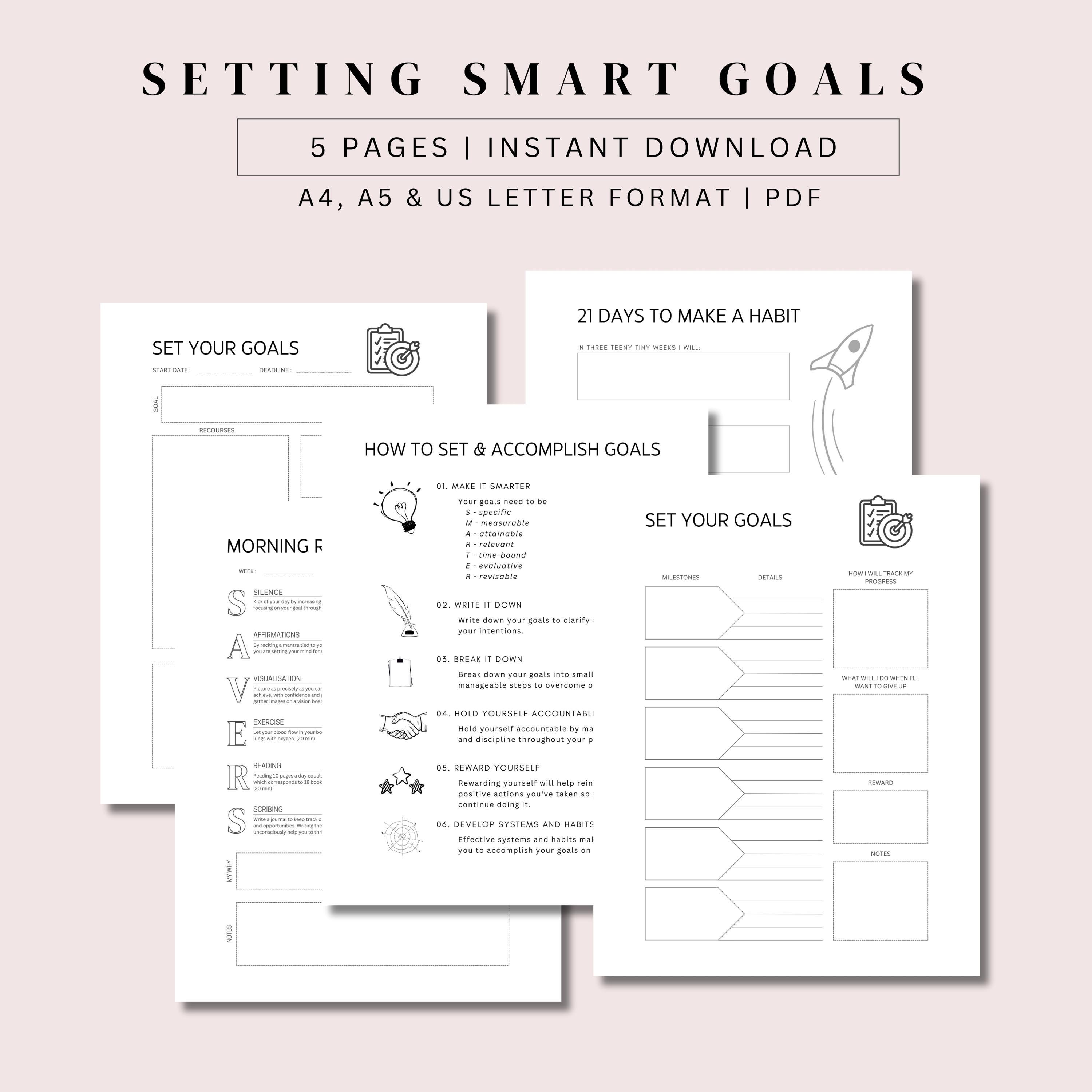 SMART Goal Setting Worksheets | Goal Planner, Achieve Your Dreams ...