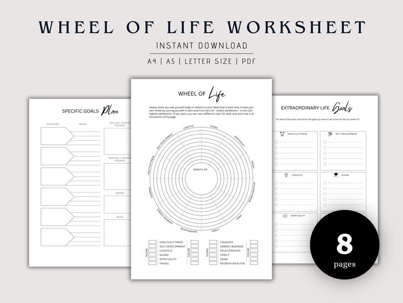 Wheel of Life Worksheet: Goal Setting & Self-discovery (PDF) - Etsy Canada