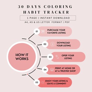 Habit Tracker Printable, Routine Tracker, 30 Day Coloring Challenge ...