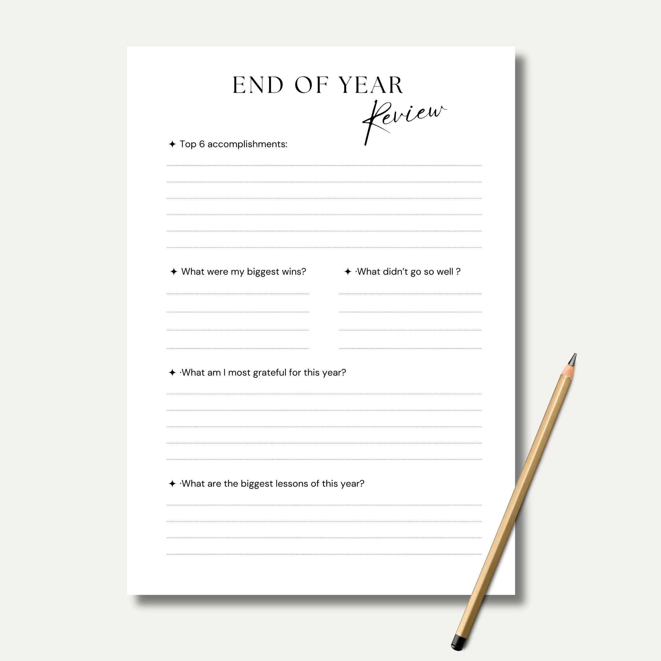 2024 Year End Review, Printable Reflection PDF, Year-end Evaluation ...