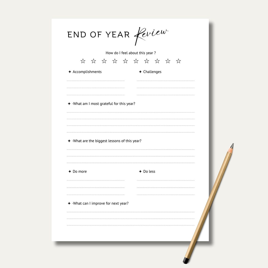 2023 Year End Review, Printable Reflection PDF, Year-end Evaluation ...