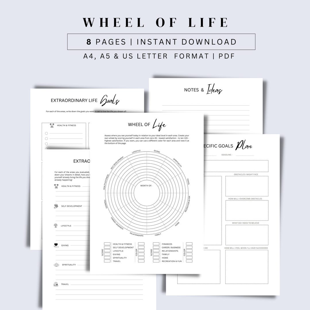 Wheel of Life Worksheets | Personal Growth and Goal-setting Workbook ...