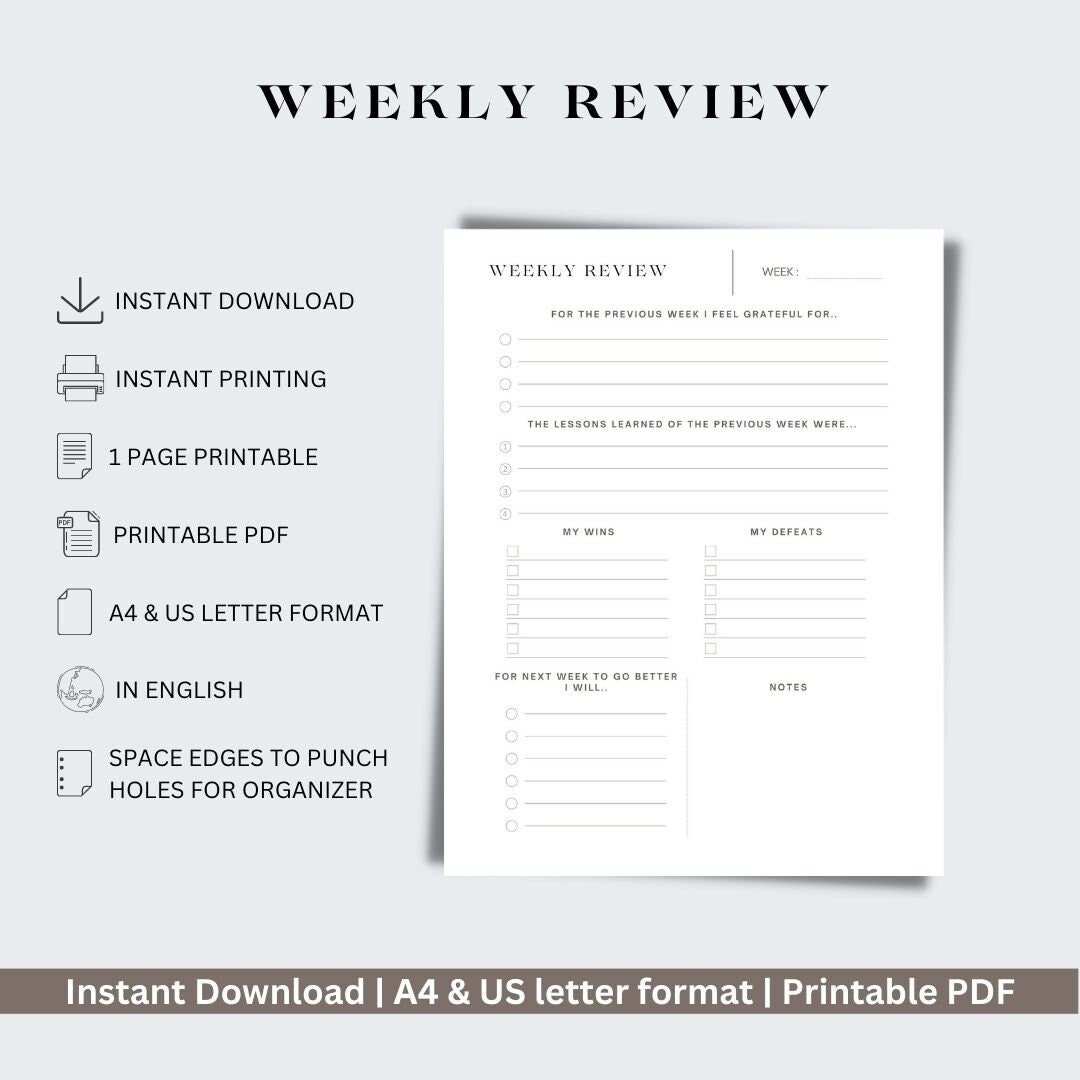 Weekly Review Printable Weekly Reflection Printable Weekly - Etsy