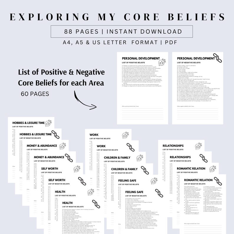 Discover Your Core Beliefs Workbook | Identify Core Beliefs, Self ...