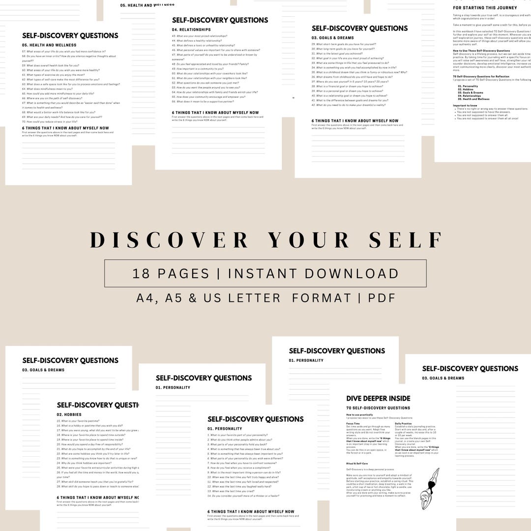 Self Discovery Workbook | Know Yourself, Personality Exploration ...