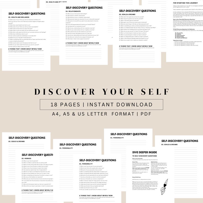 Self Discovery Workbook | Know Yourself, Personality Exploration ...