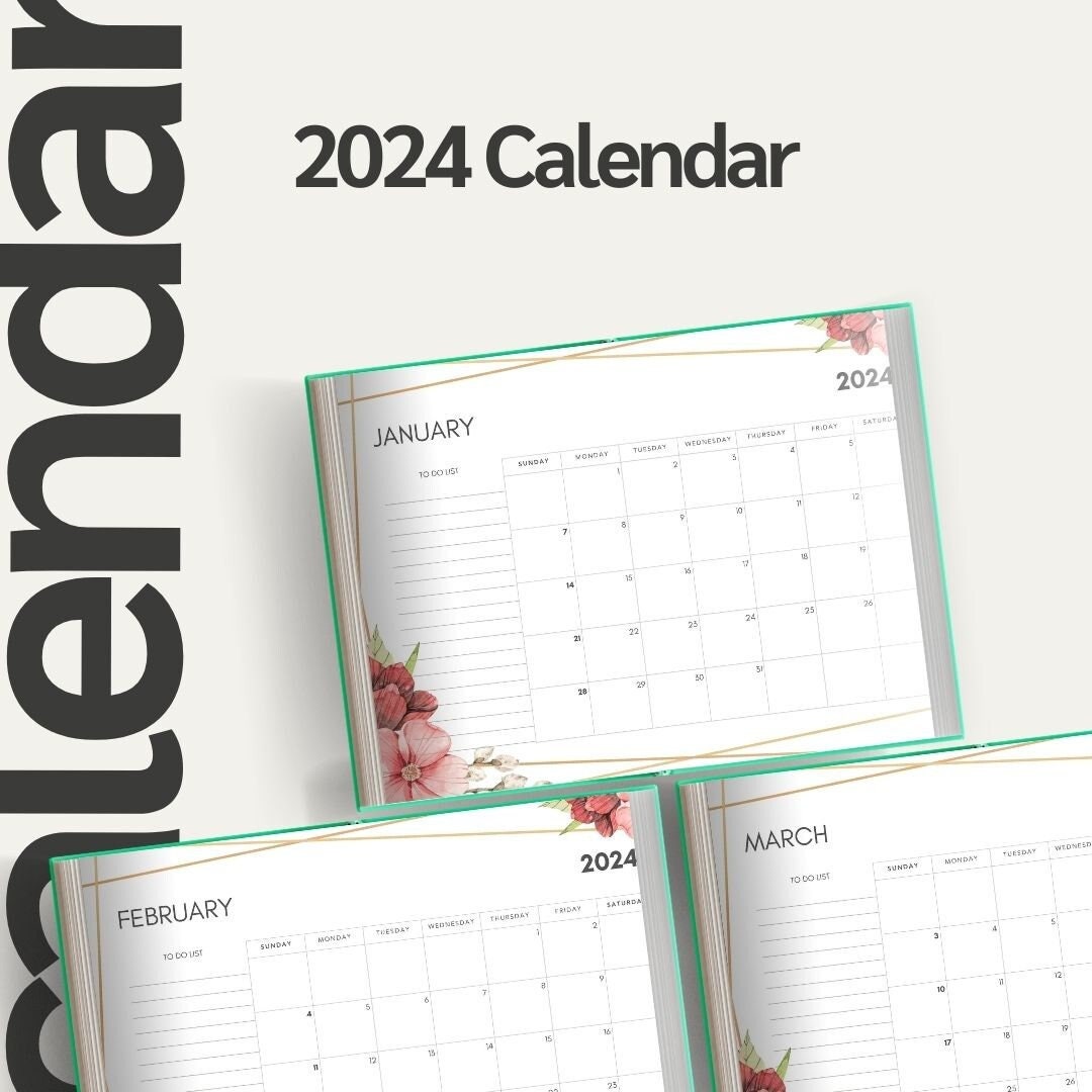 Printable Calendar 2024, Monthly Planner 2024, Landscape, Monday ...