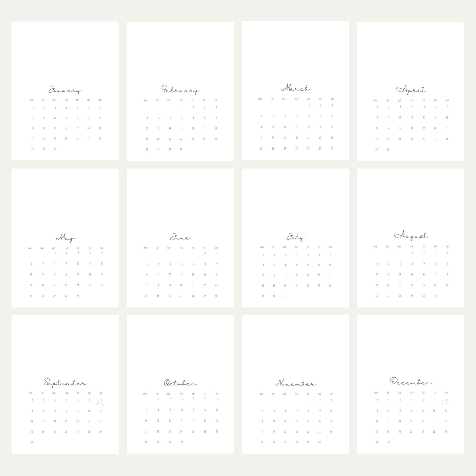 Printable Calendar 2024 Monthly Planner 2024 Portrait - Etsy