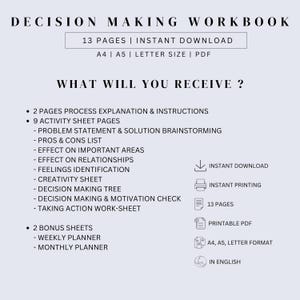Decision Making Worksheets | Problem-solving Journal, Decision Aid ...