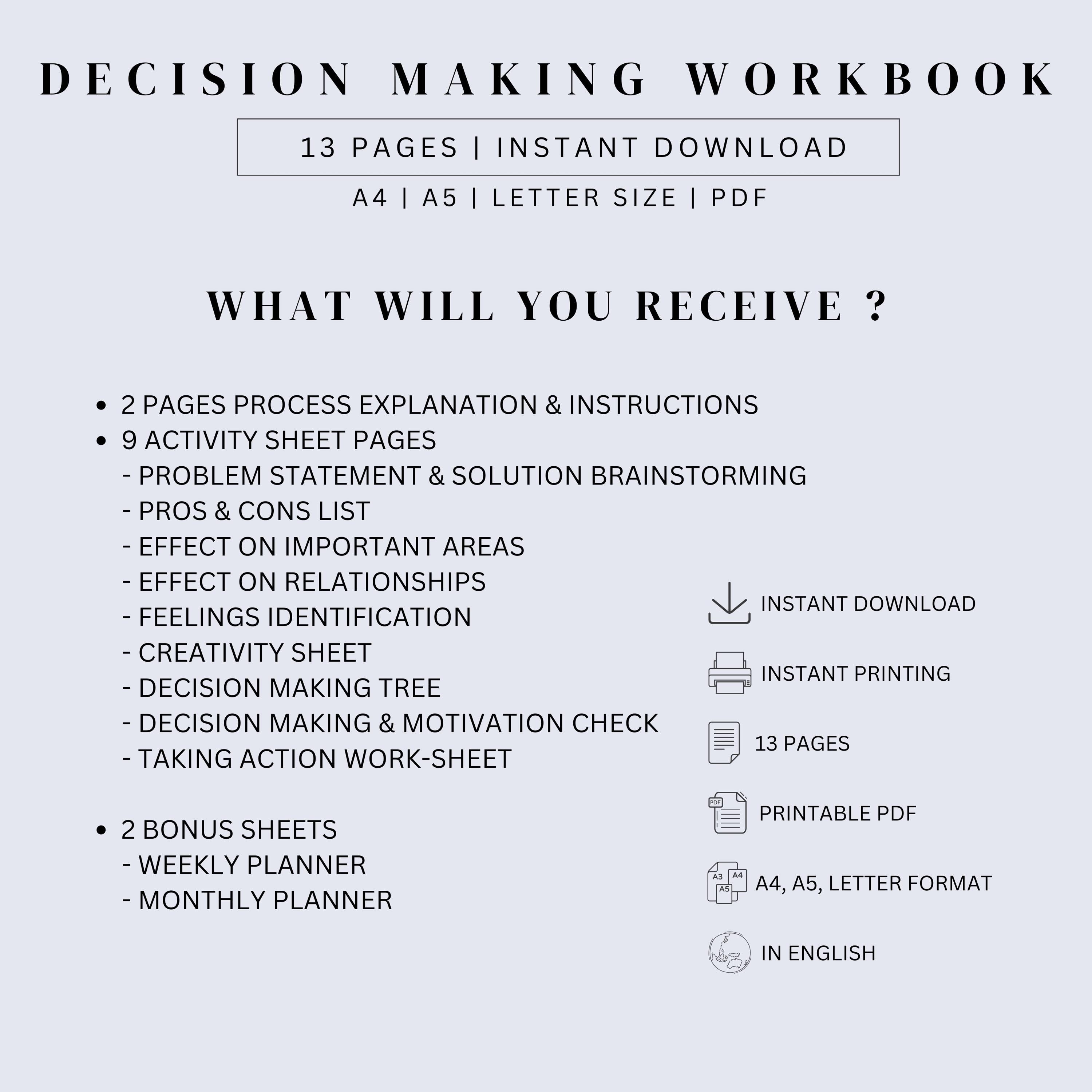 Decision Making Worksheets | Problem-solving Journal, Decision Aid ...