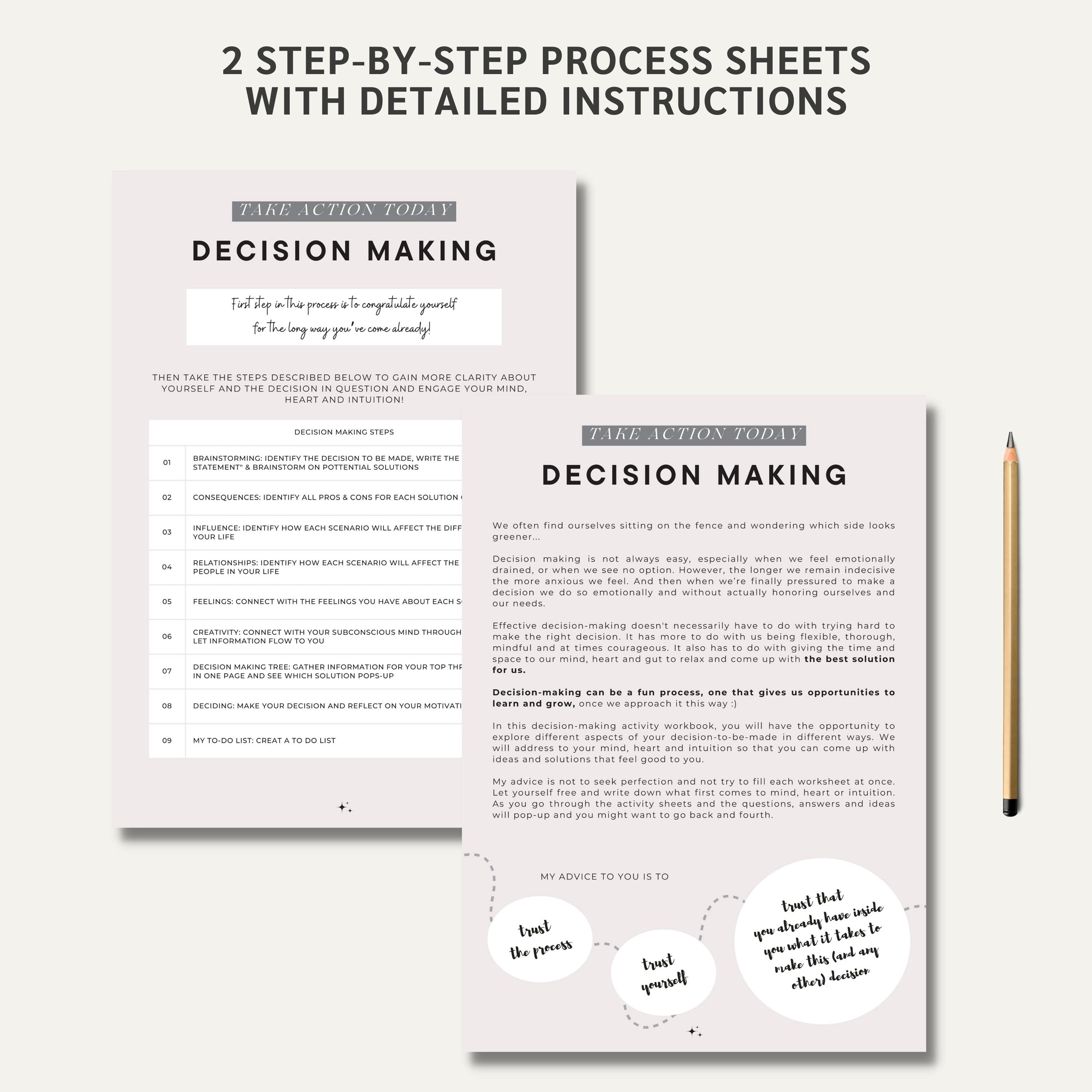 Decision Making Worksheets | Problem-solving Journal, Decision Aid ...