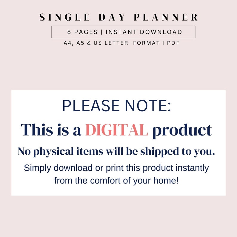 Printable Day Planner, Monday to Sunday Single Page Daily Planner ...