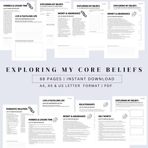 Discover Your Core Beliefs Workbook, Identify Core Beliefs Worksheets ...