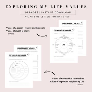 Discover Your Core Values Workbook, Identify Life Values Worksheets ...