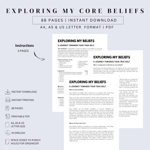 Discover Your Core Beliefs Workbook, Identify Core Beliefs Worksheets ...