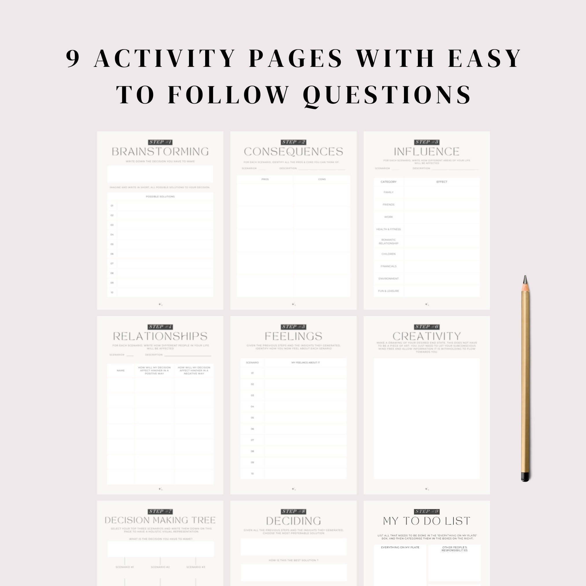 Decision Making Worksheets, Problem Solving Template, Decision Aid ...