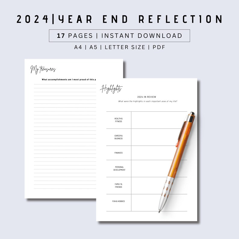 2024 Year End Review, Printable Reflection Journal PDF, Year-end ...
