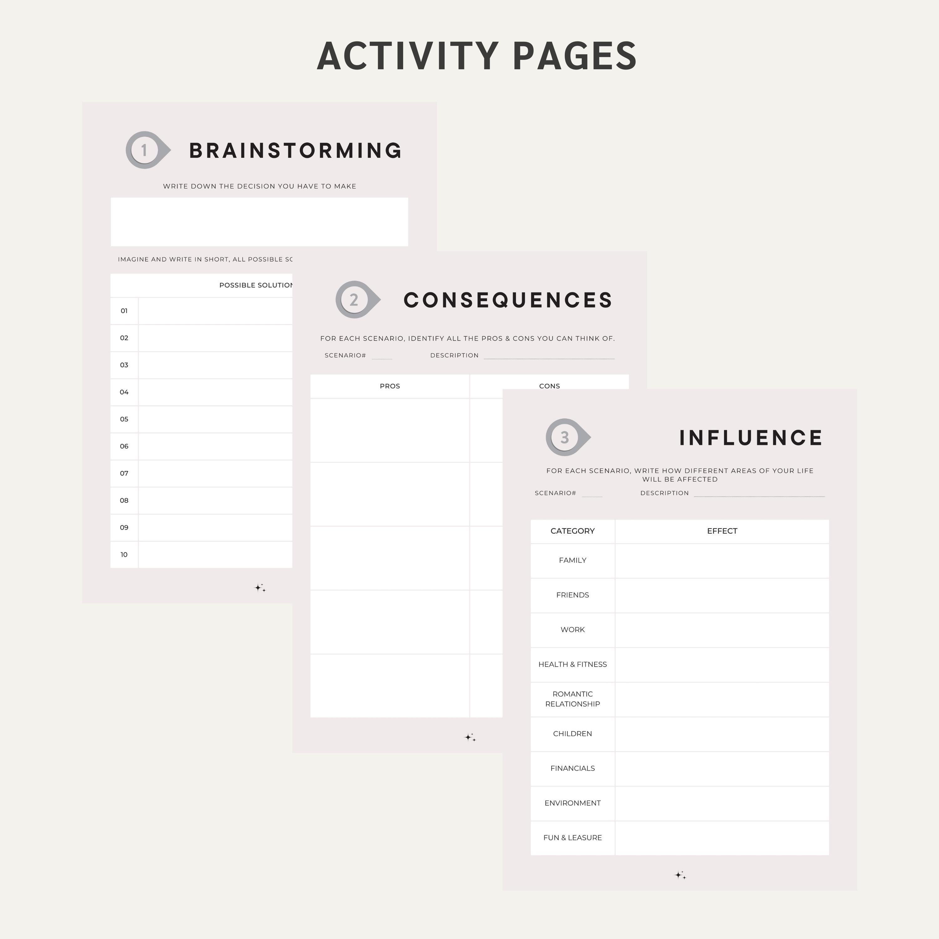 Decision Making Worksheets | Problem-solving Journal, Decision Aid ...