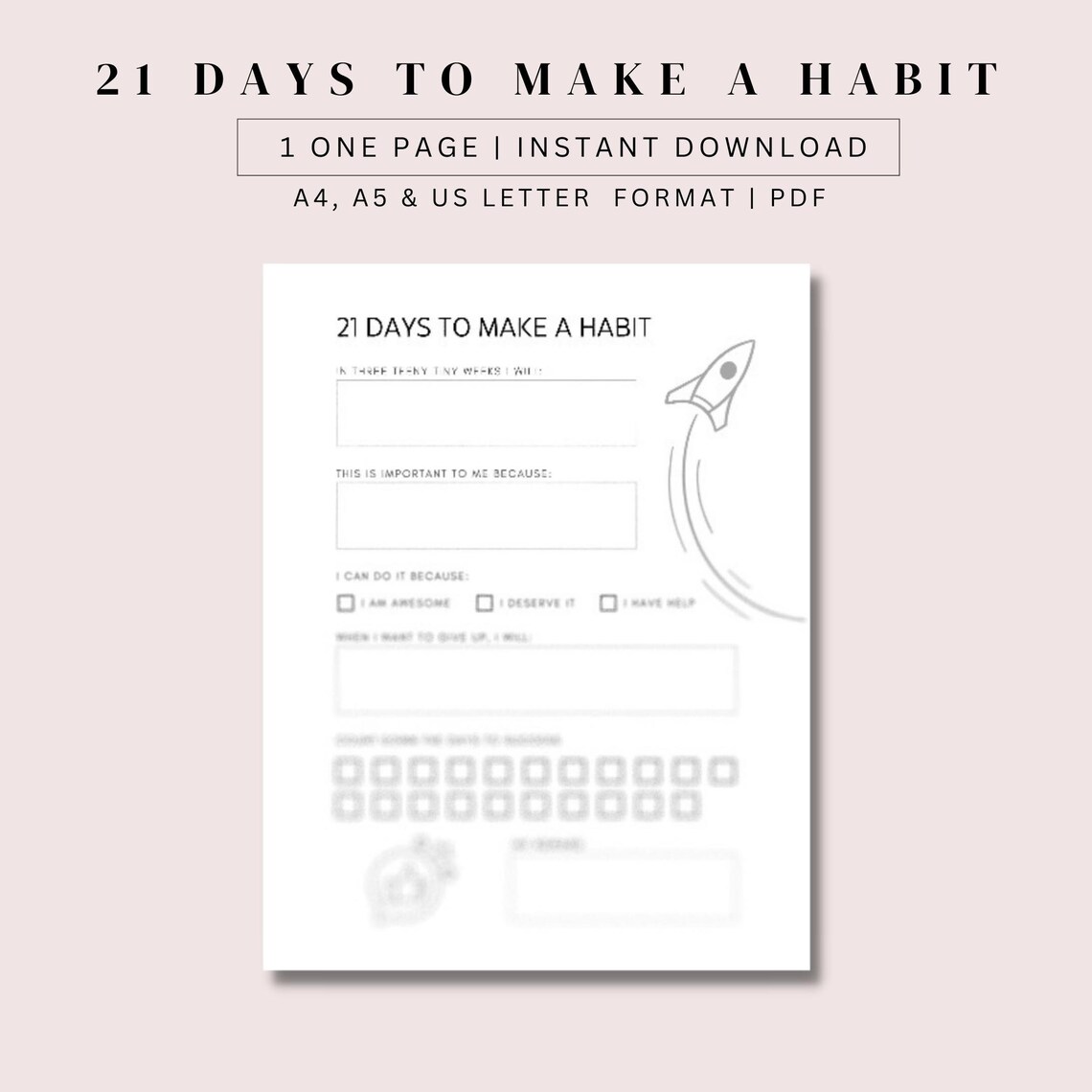 21 Days Habit Tracker, 21 Day Challenge, Printable PDF, Digital ...