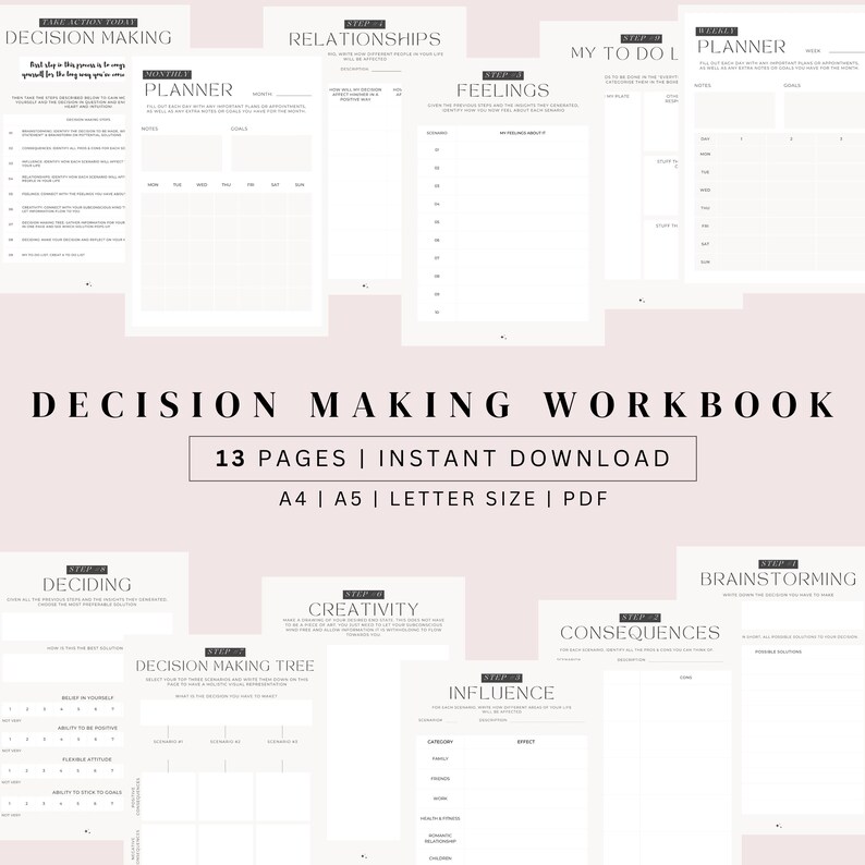 Decision Making Worksheets | Problem-solving Journal, Decision Aid ...