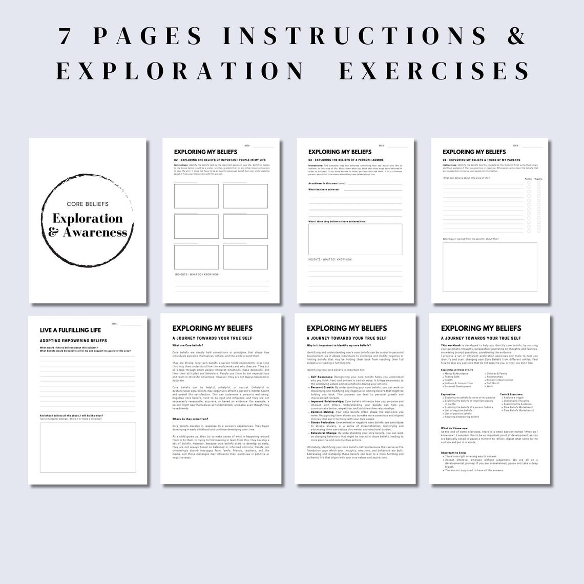 Core Beliefs Worksheets | Challenge Your Thoughts, Self-discovery ...