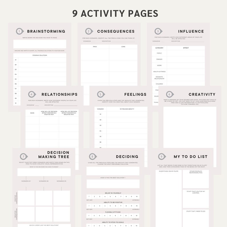 Decision Making Worksheets | Problem-solving Journal, Decision Aid ...