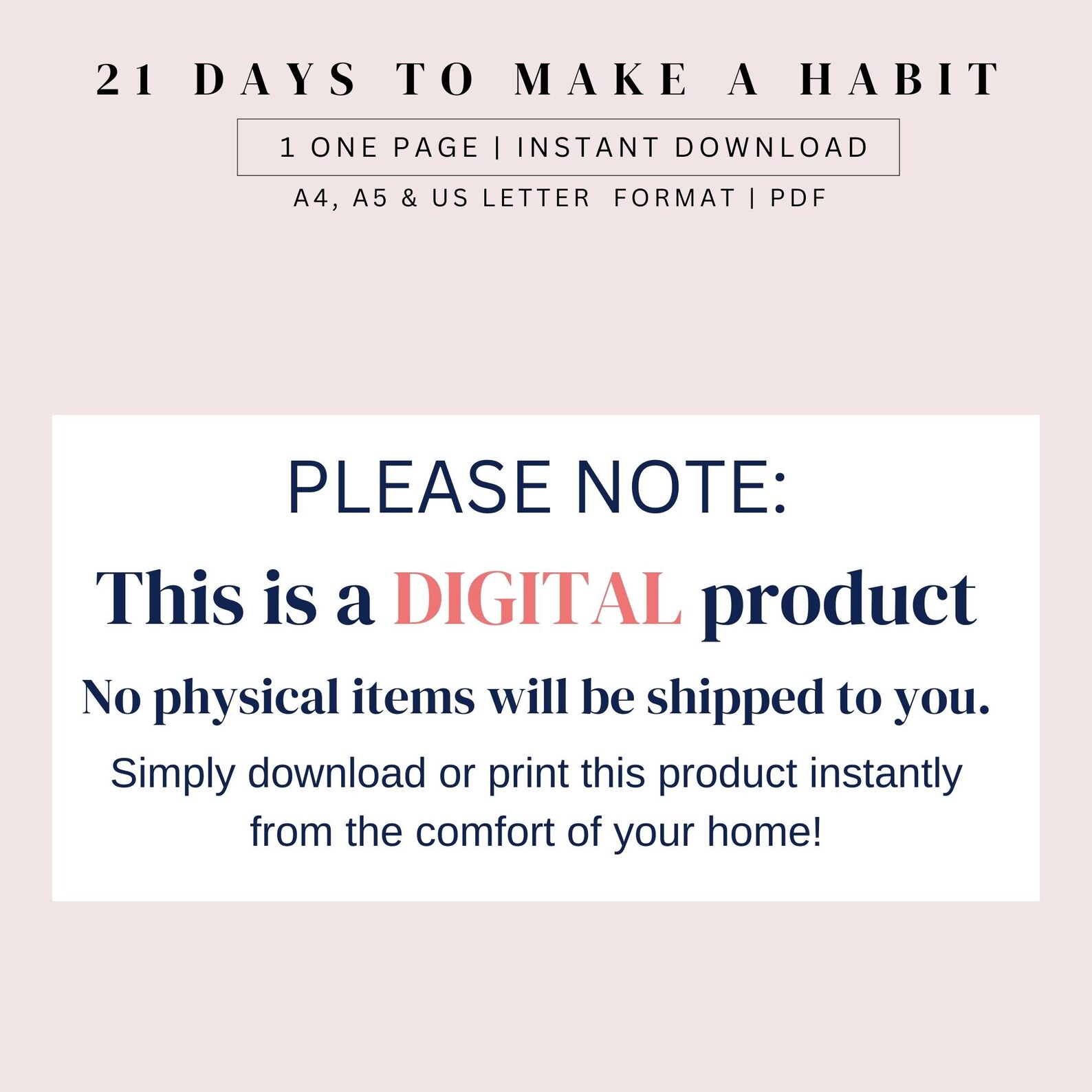 21 Days Habit Tracker, 21 Day Challenge, Printable PDF, Digital ...