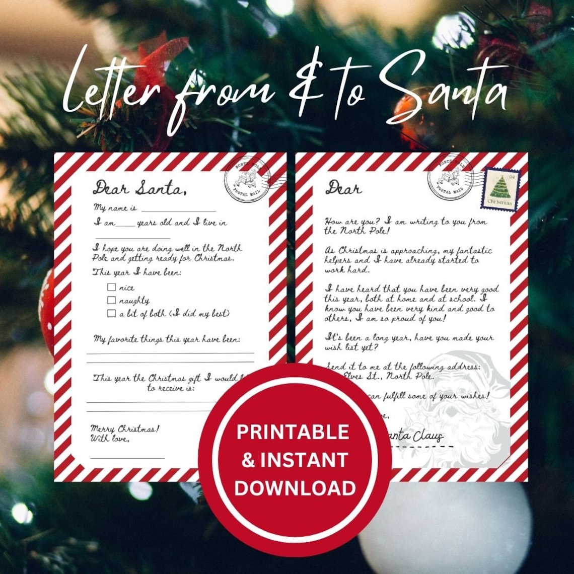 Letter to Santa, Letter From Santa, Kids Christmas Letter, Printable ...