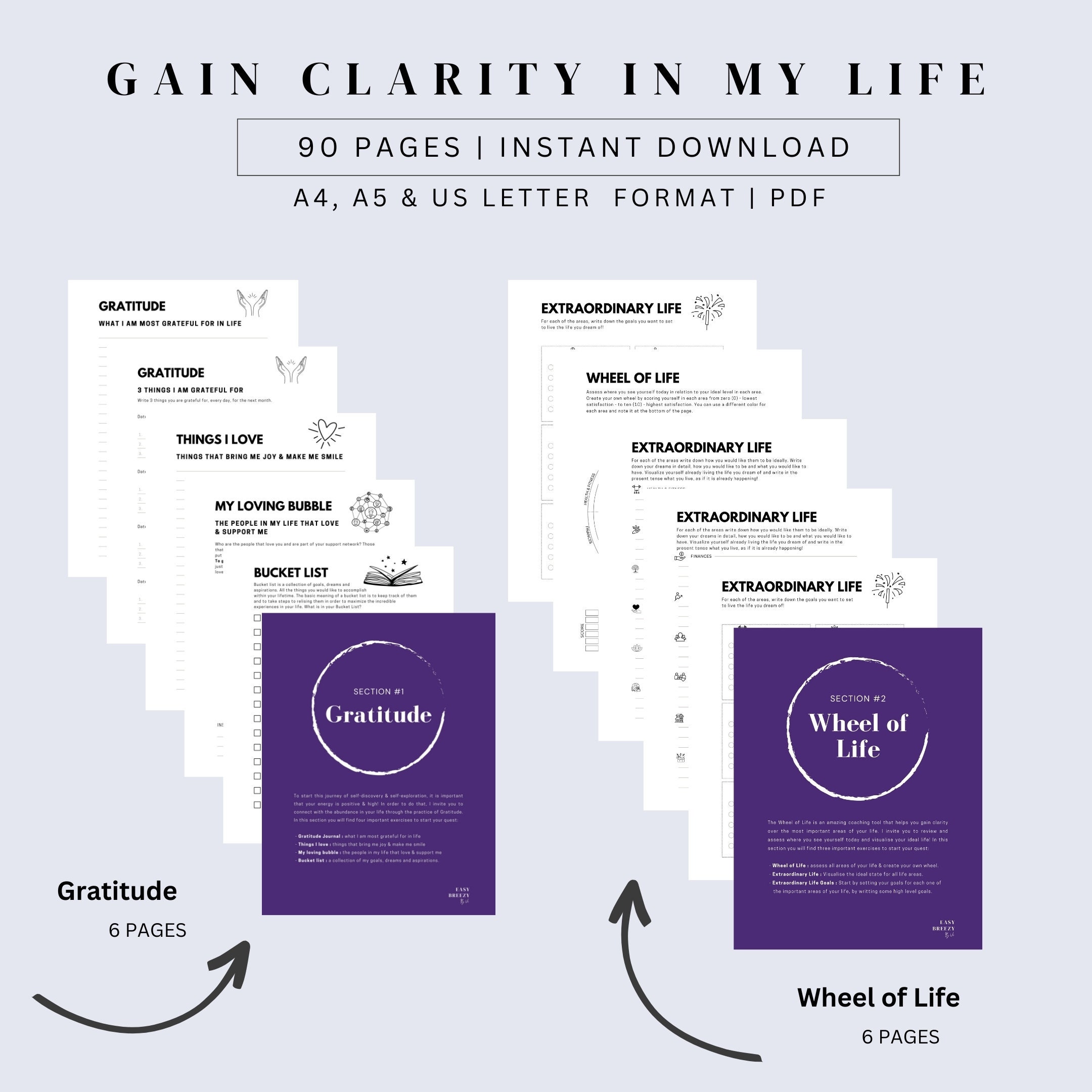 Clarity in Life Workbook, Self-development Worksheets, Core Values ...