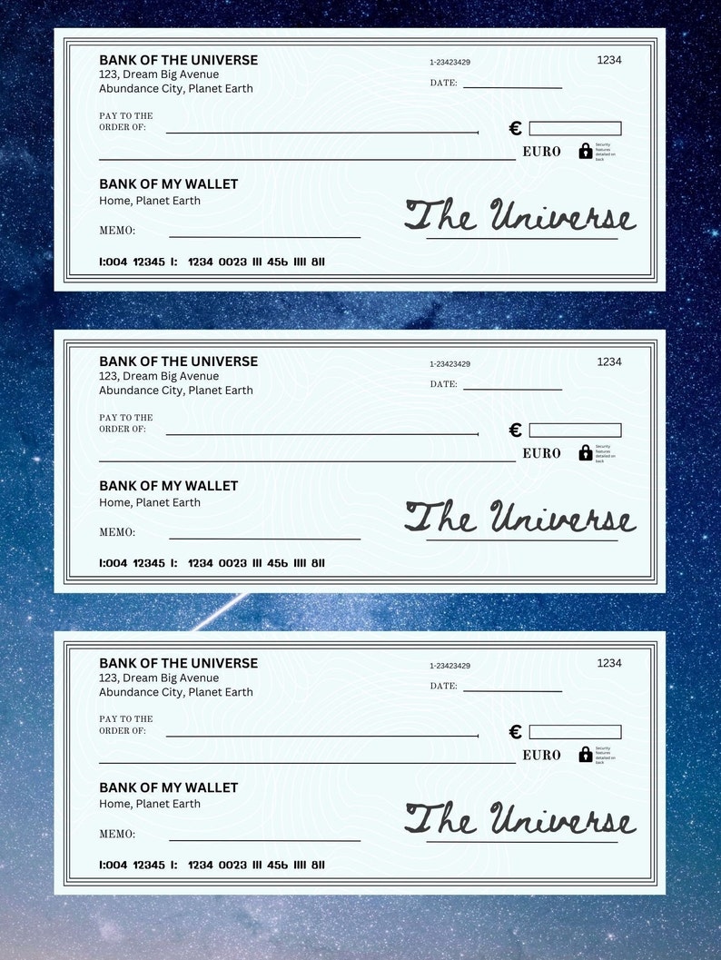 Manifestation Checks, Vision Board Checks, Law of Attraction, Magic ...