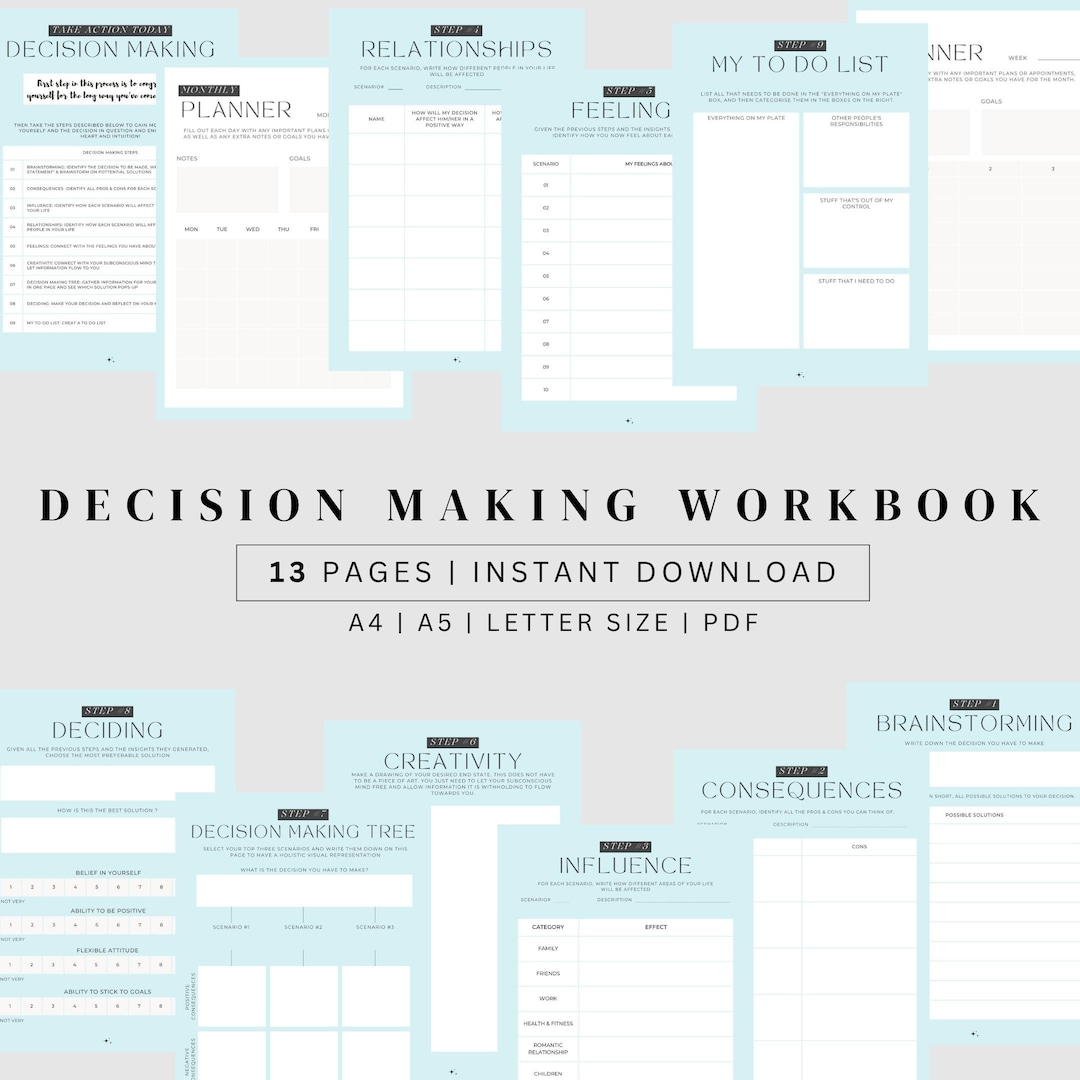 Decision Making Worksheets, Problem Solving Template, Decision Aid ...