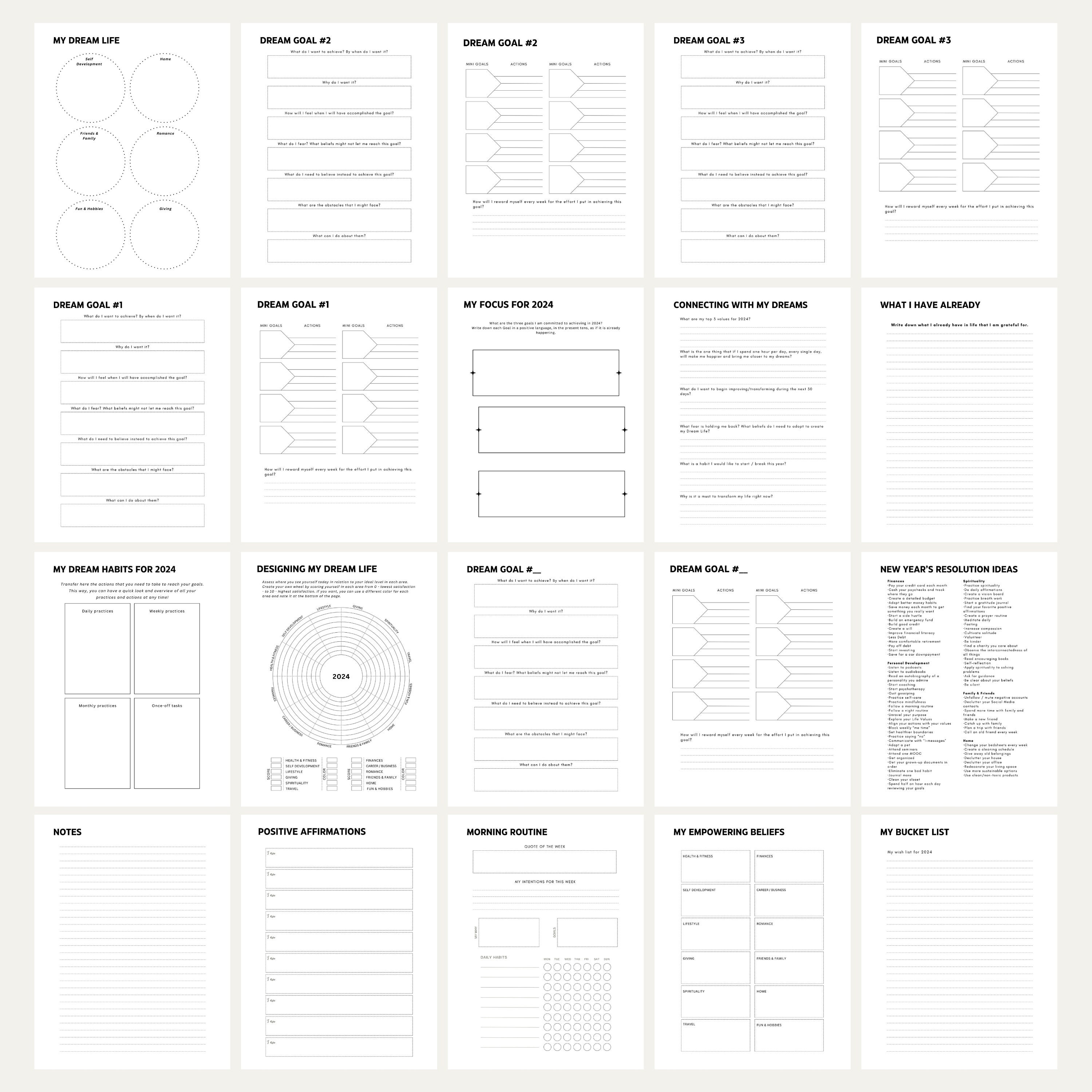 2024 New Year's Resolution Printable, New Year Resolutions, Resolution ...