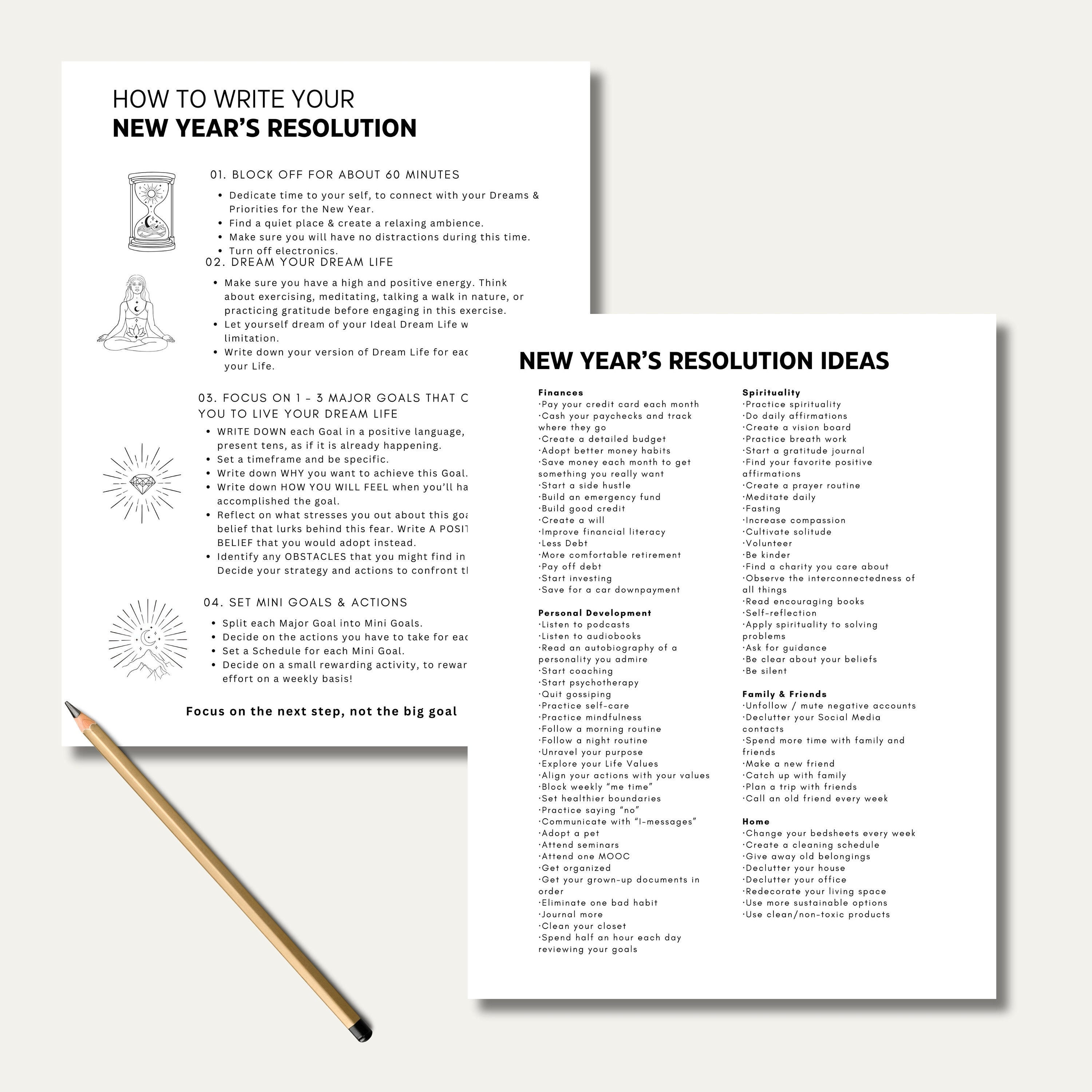 2024 New Year's Resolution Printable, New Year Resolutions, Resolution ...