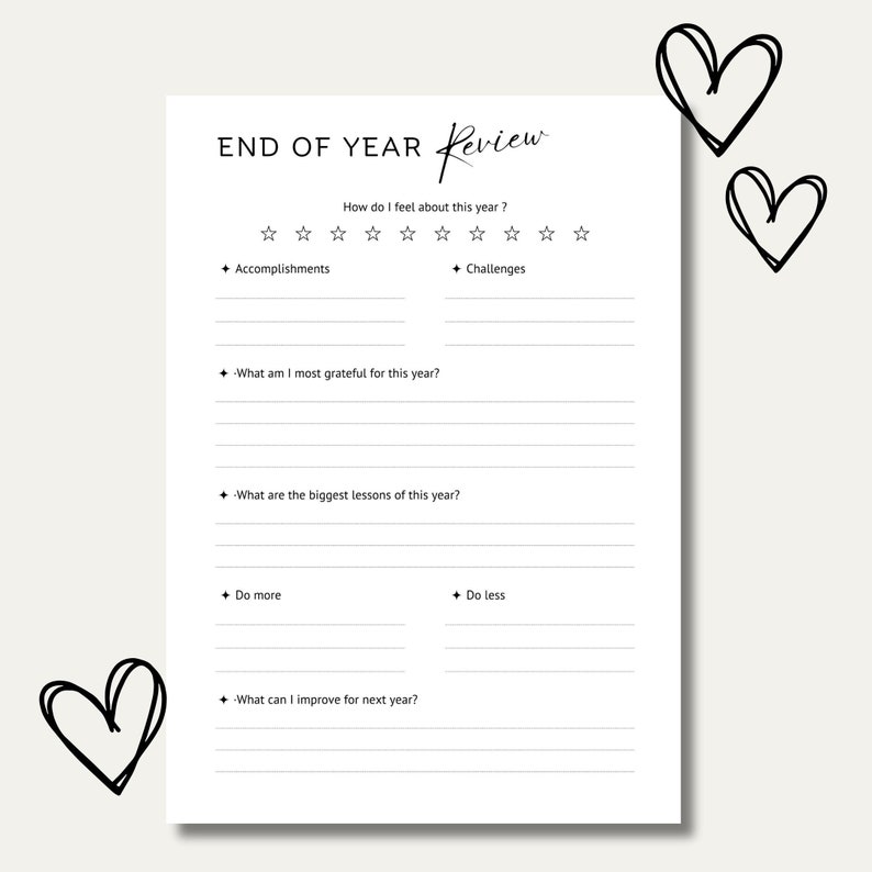 2023 Year End Review, Printable Reflection PDF, Year-end Evaluation ...