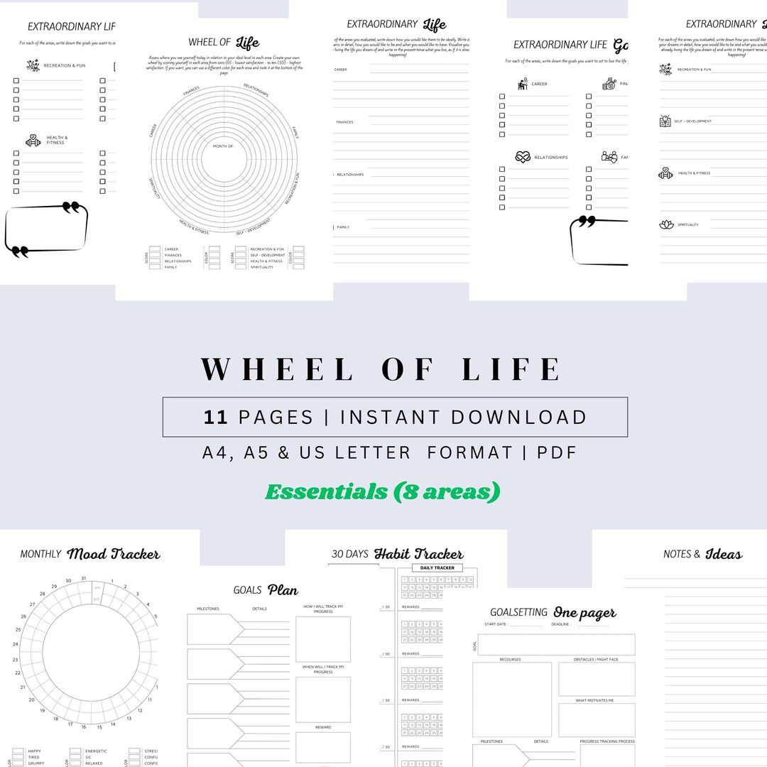 Wheel of Life Worksheet | Goal Setting, Self-discovery (PDF) - Etsy