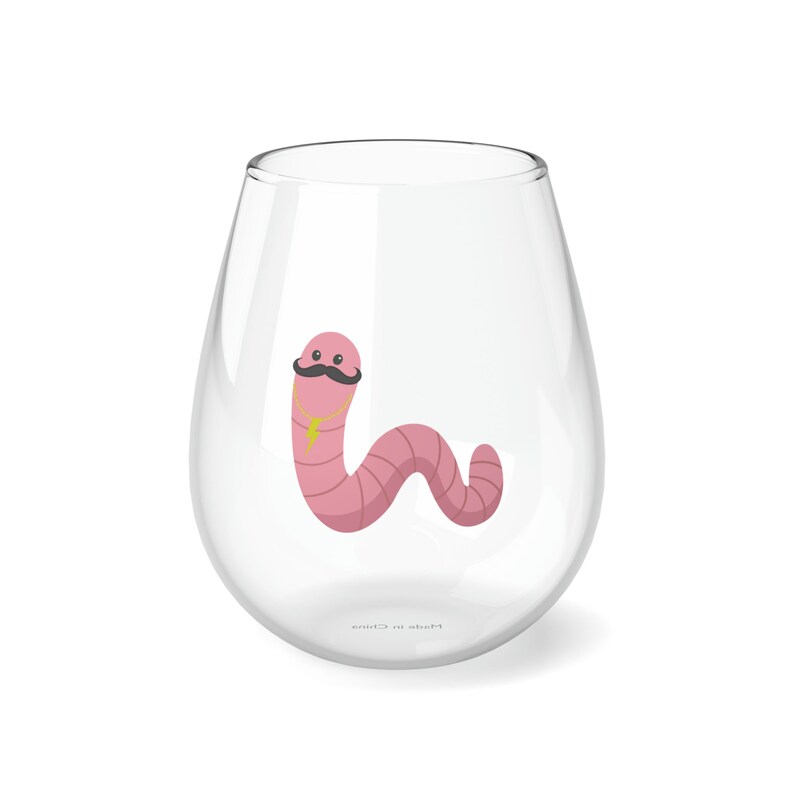 Worm With A Mustache Stemless Wine Glass VPR Merch VPR Wine - Etsy