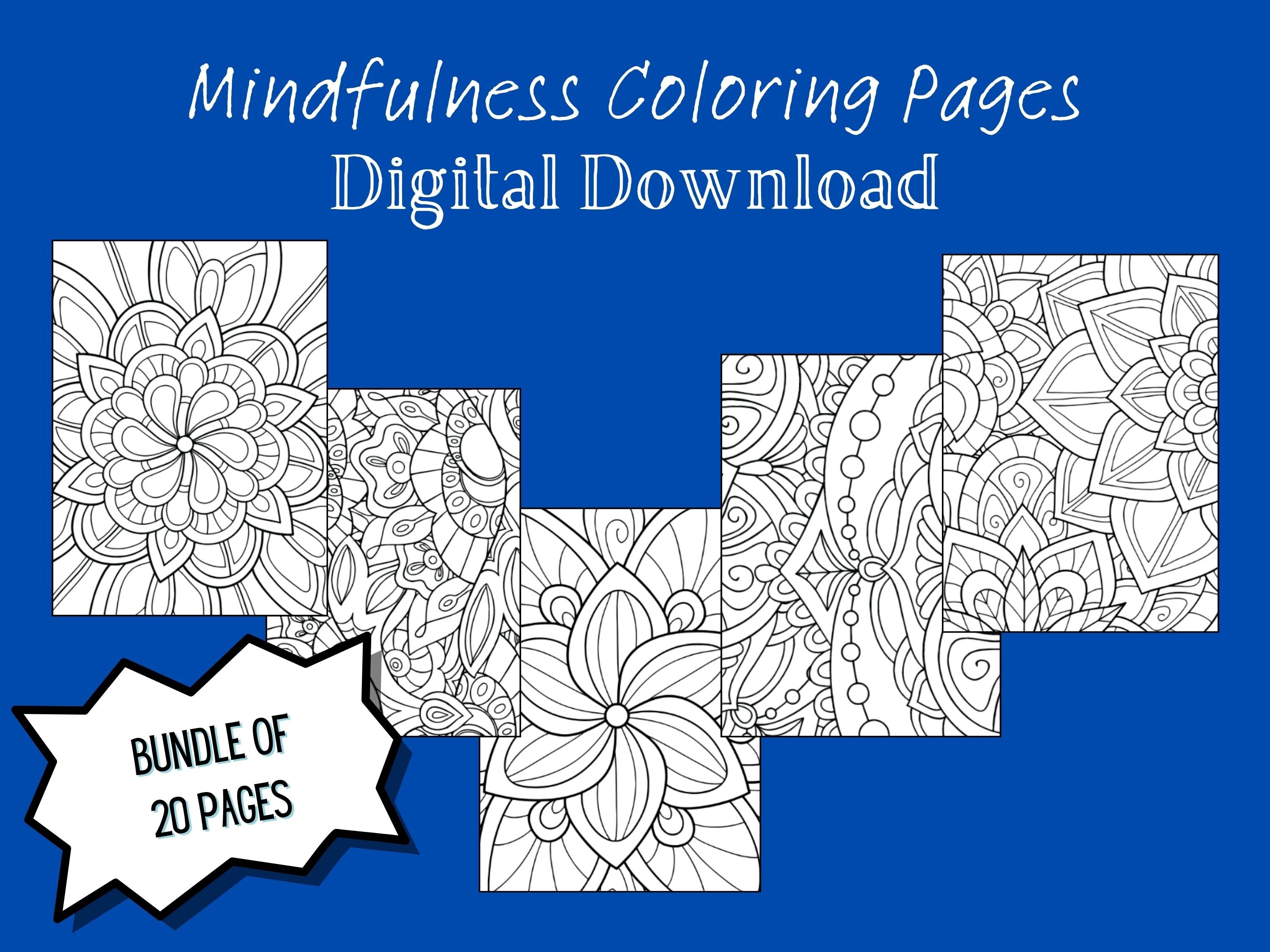 Bundle of 20 Mindful Coloring Pages - Digital Download - Etsy