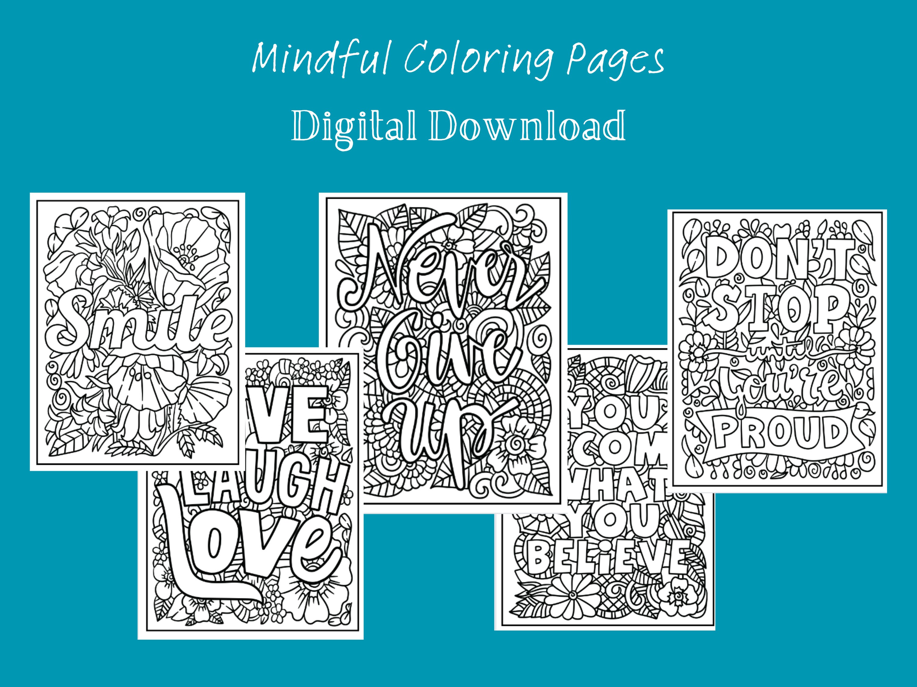 Bundle of 21 Mindful Coloring Pages - Digital Download - Print at Home ...