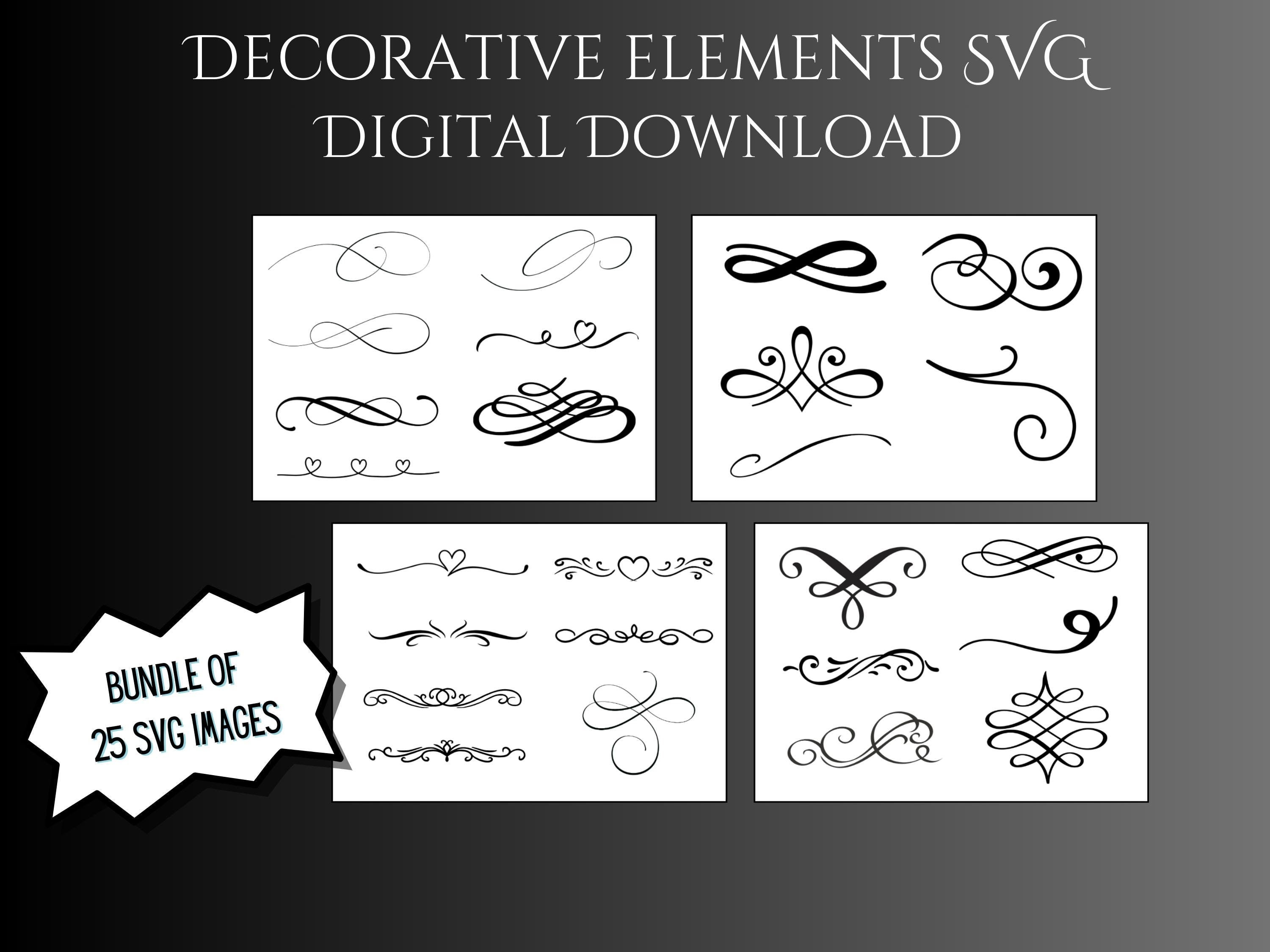 Elegant SVG Decorative Flourishes | Digital Download | Ornamental ...