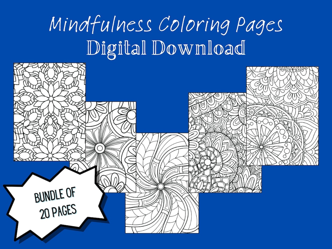 Bundle of 20 Mindful Coloring Pages - Digital Download - Etsy