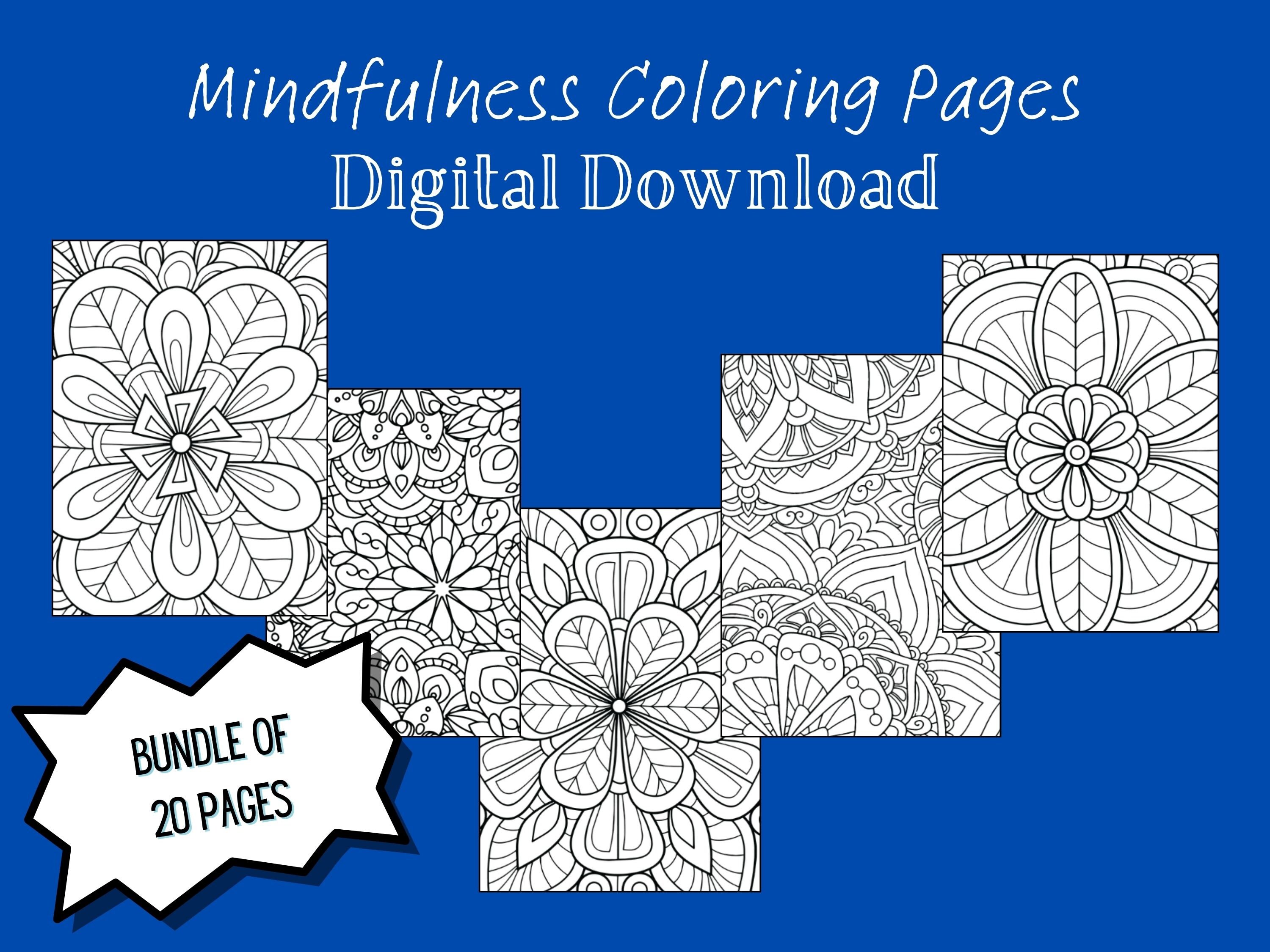 Bundle of 20 Mindful Coloring Pages - Digital Download - Etsy