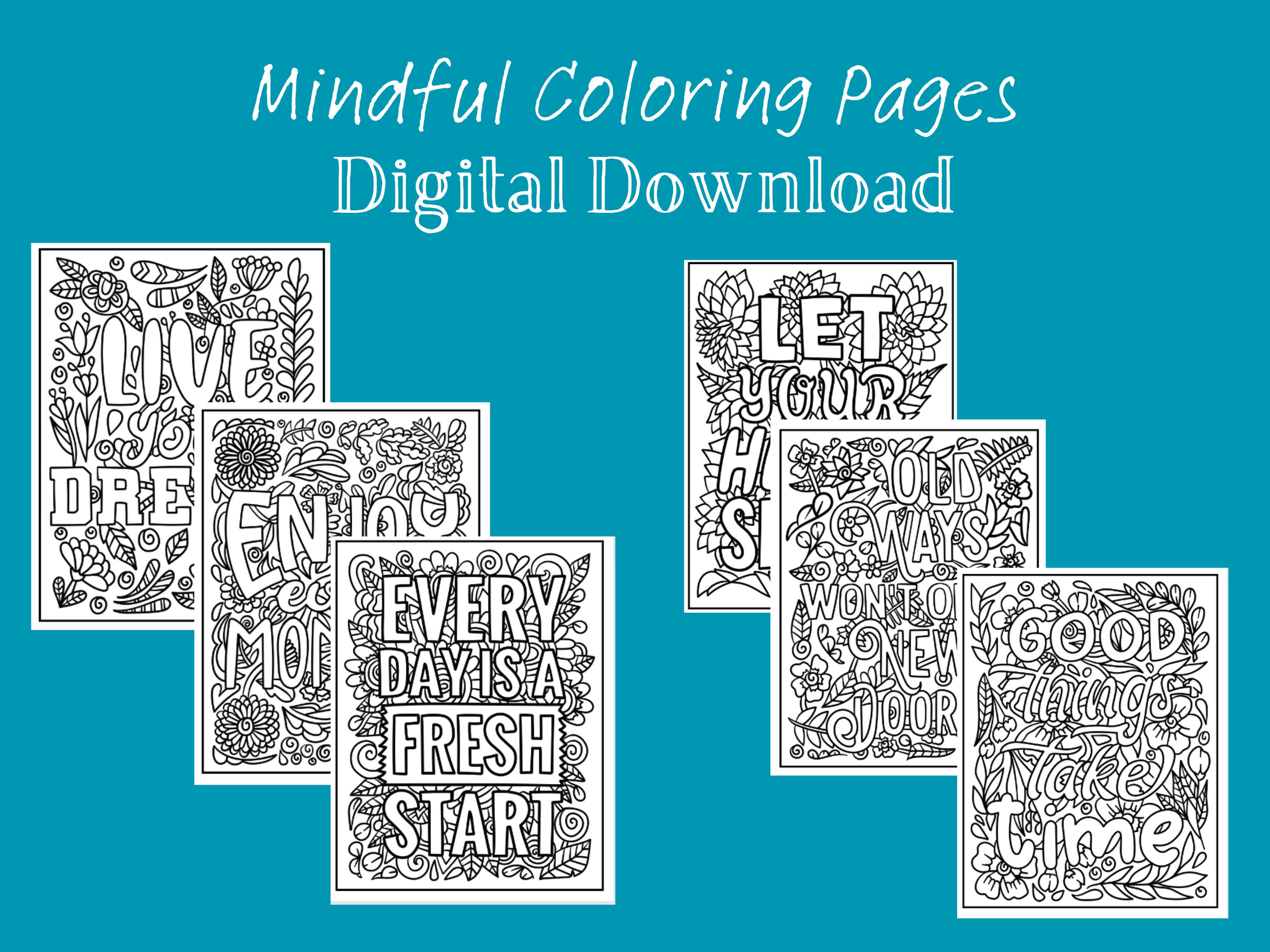 Bundle of 21 Mindful Coloring Pages - Digital Download - Print at Home ...