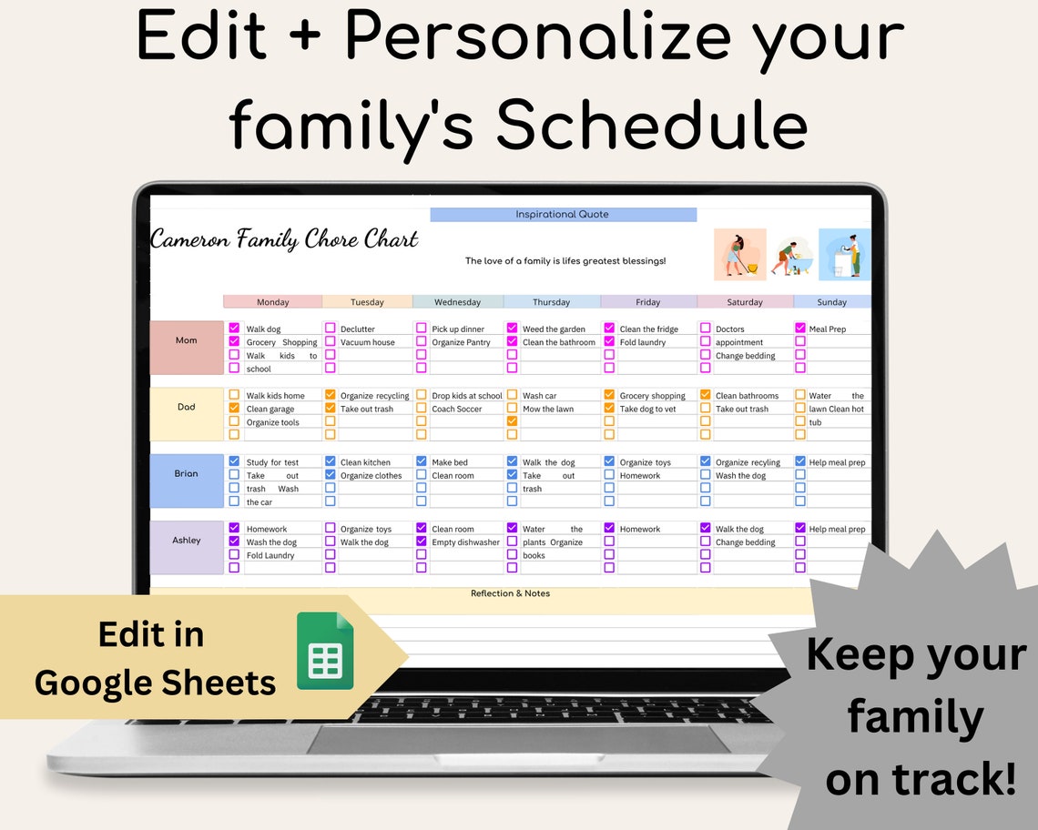 Family Chore Chart, Couples Chore List, Weekly Chore Chart, Family ...