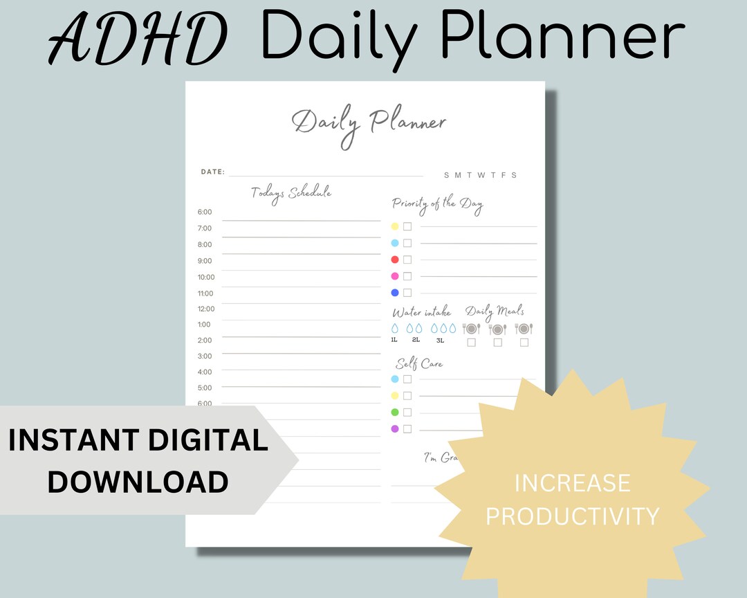 Adhd Planner, ADHD Daily Planner, Daily Planner, ADHD Planner Adult ...