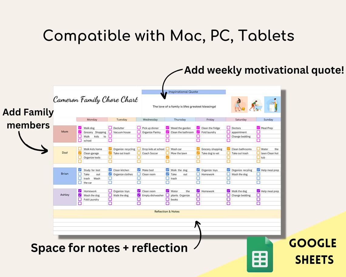 Family Chore Chart, Couples Chore List, Weekly Chore Chart, Family ...